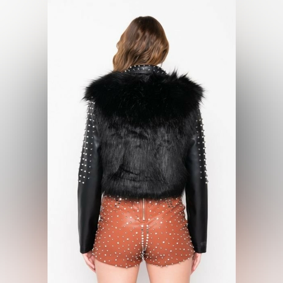 Azalea Wang | Jackets & Coats | Azalea Wang Emms Studded Faux Fur Jacket | Poshmark